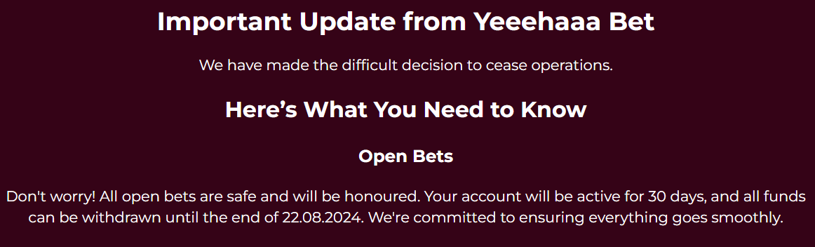 Challenger UK bookmaker Yeeehaaa.bet to cease operations - EGR Intel